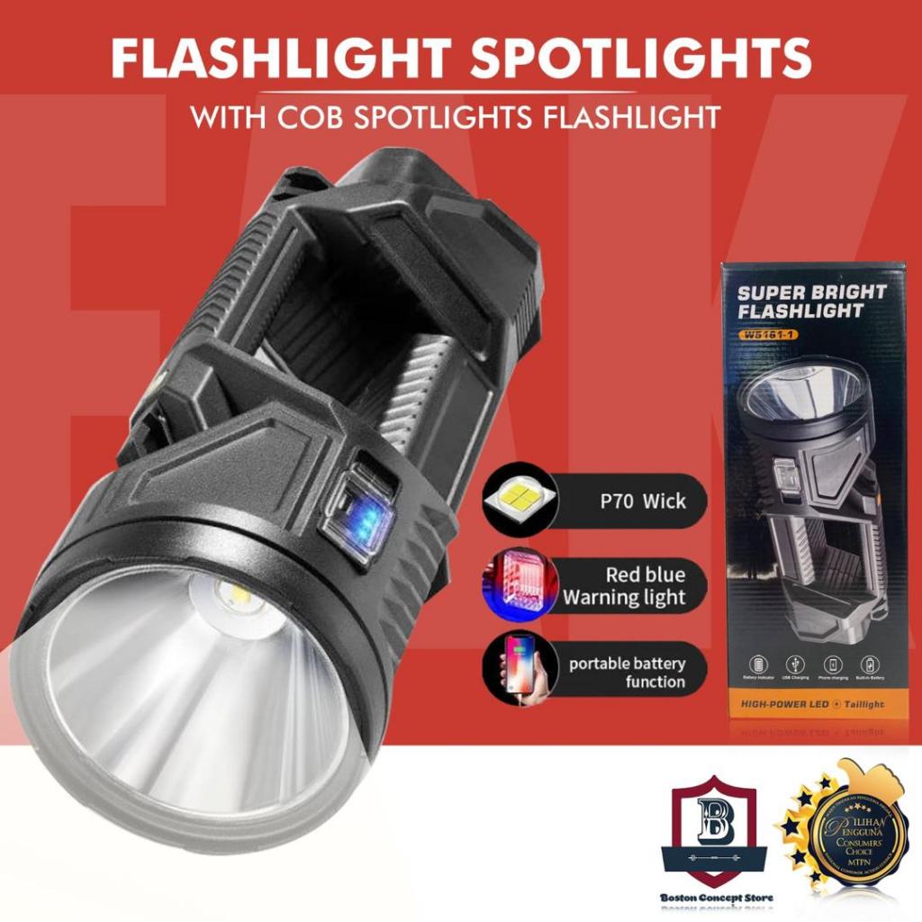 6 Mode Korea Viral XHP50 + COB Spotlights Flashlight, Portable USB ...
