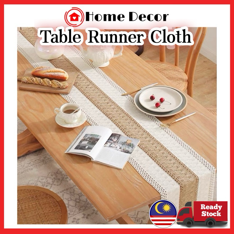 HomeDecorMY🔥FREE GIFT🔥Aesthetic Muji Style Table Runner Long Table ...