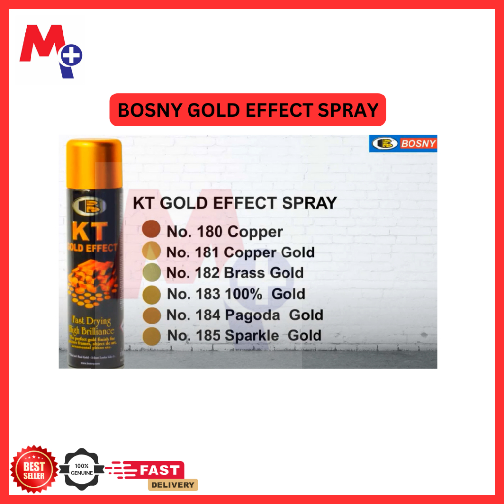 Bosny KT Gold Effekt Spray Paint 225ml - 181# Copper Gold 182# Brass ...
