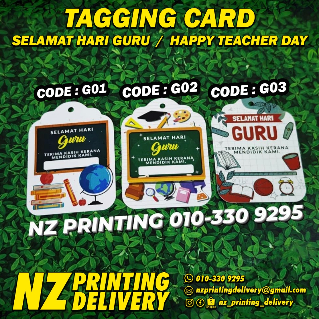 TAGGING CARD HARI GURU HAPPY TEACHER DAY SAIZ KECIL 25PCS BOLEH CUSTOM ...