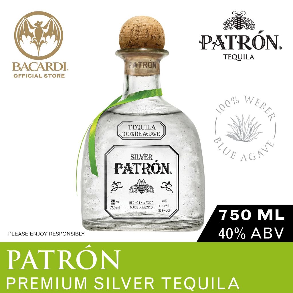 Patron Silver Tequila - 750ml / 75cl, 40% ABV - Spirit Distilled and ...