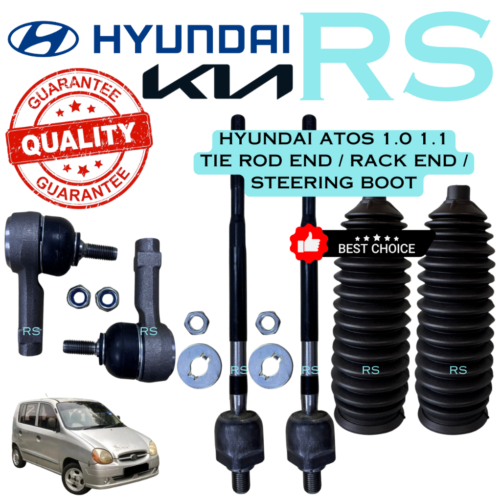 Hyundai Atos 1.0 1.1 97-10Y Tie Rod End, Rack End, Steering Boot (1 Set ...
