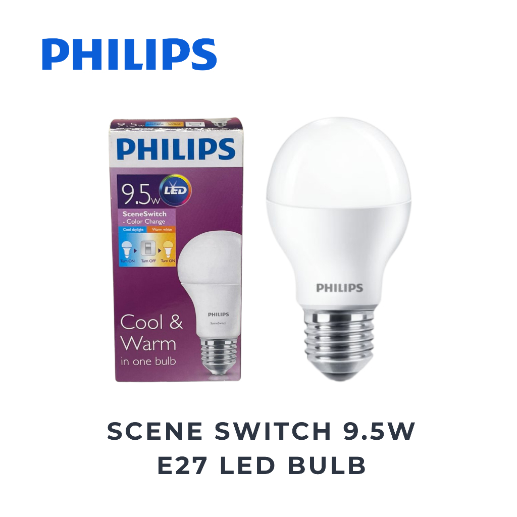 PHILIPS Scene Switch 9.5W E27 LED Bulb 220-240V Energy Saving 3000K ...