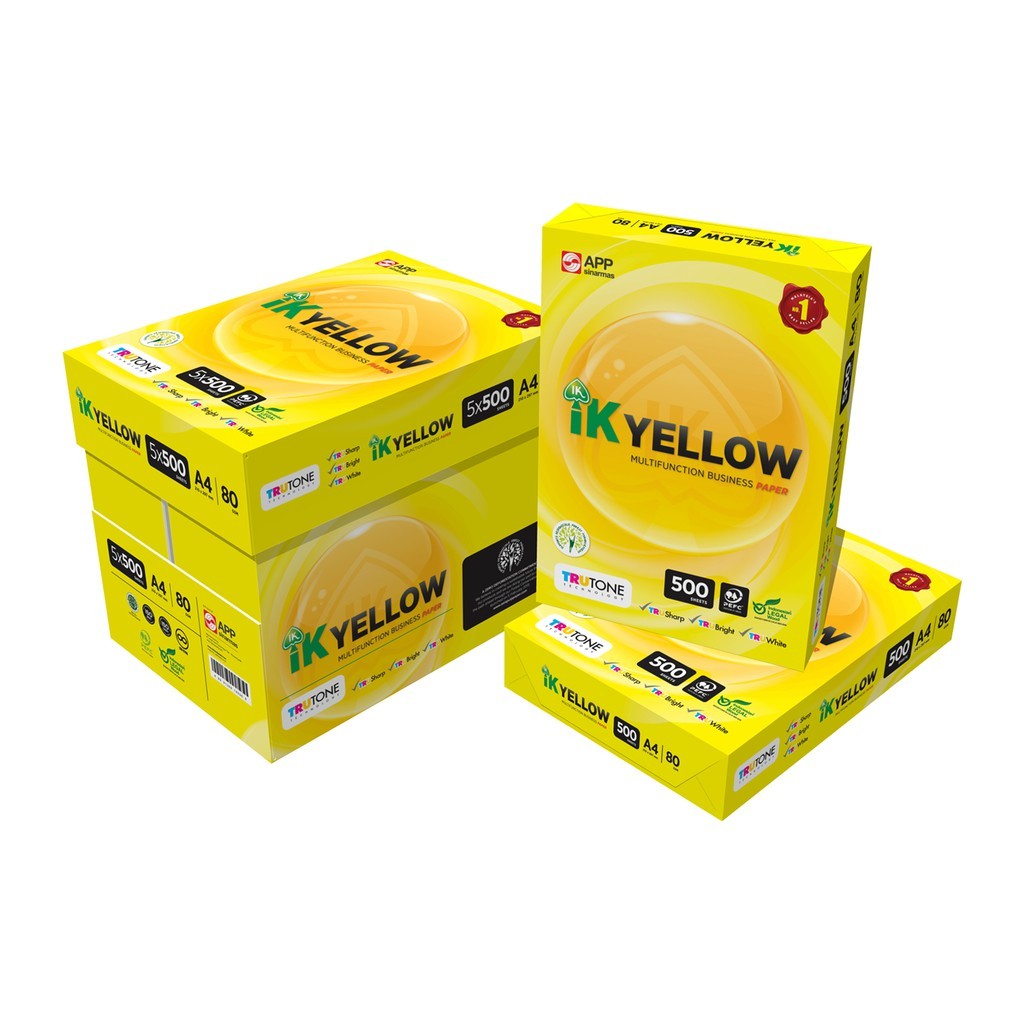 IK Yellow 500s 80gsm A4 Paper 1 Carton Box (5 Reams) (500 sheets/ream ...