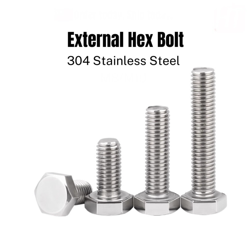 M3-M12 Hex Bolt 304 Stainless Steel DIN933 Screw Skru Spanner Hexagon Head SS 304 Anti Rust ...