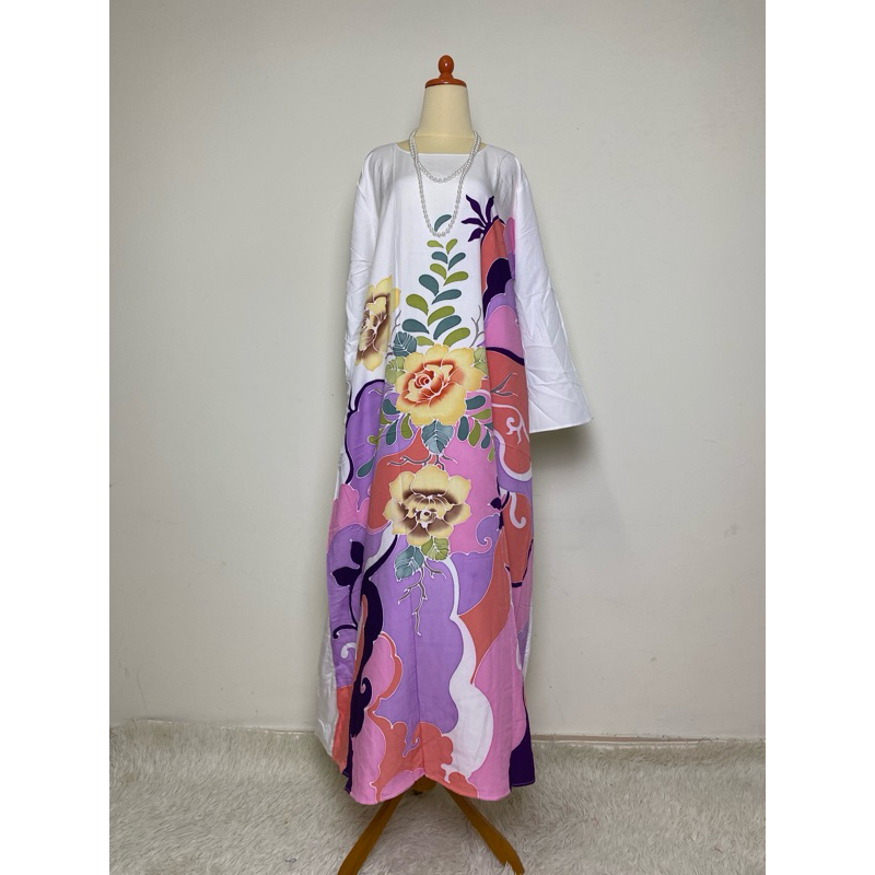 Jubah Kaftan Lengan Panjang Cotton Viscose Batik Kelantan Design ...