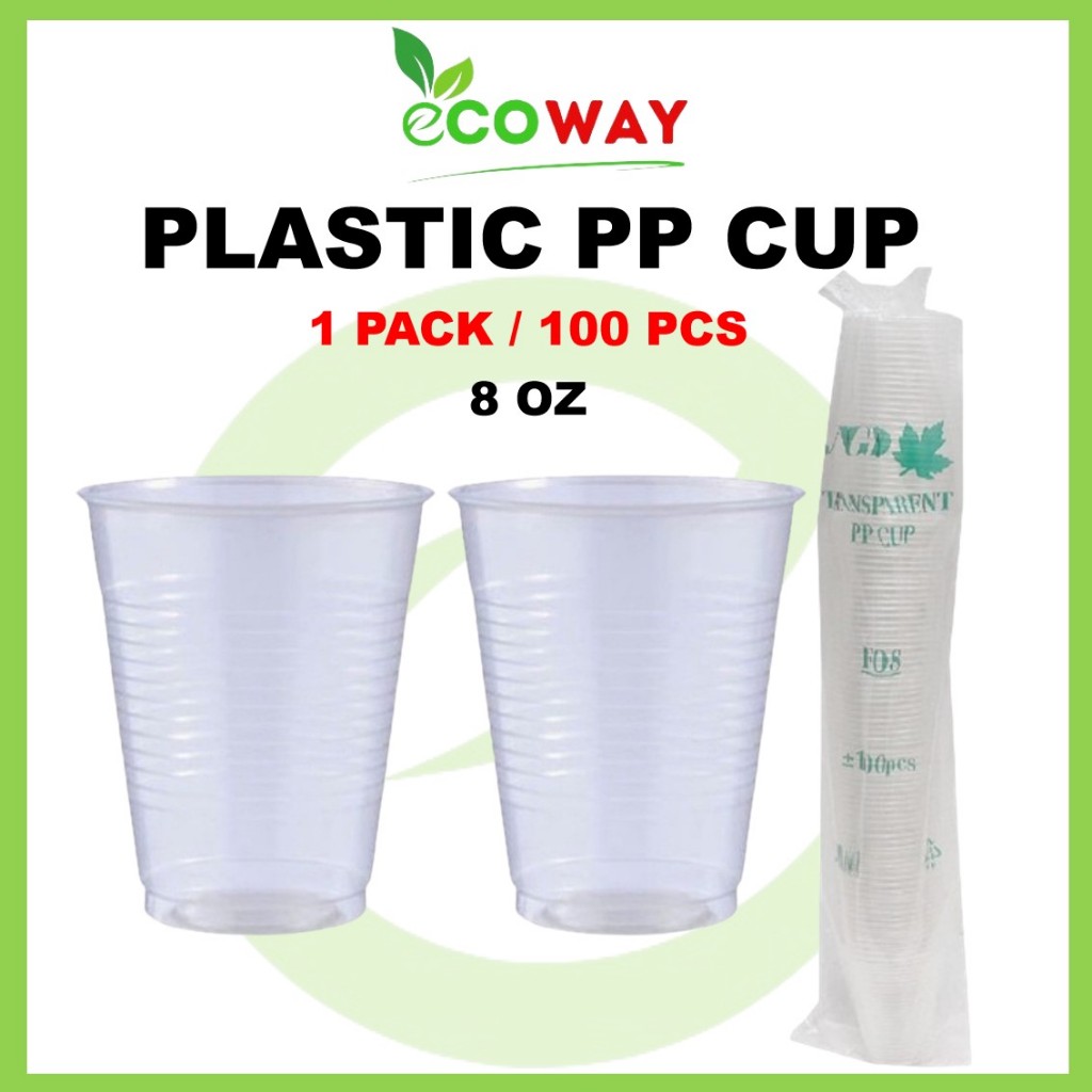 100 PCS± Transparent Plastic PP Cup F08 8oz / Cawan Plastik / Party Cup ...