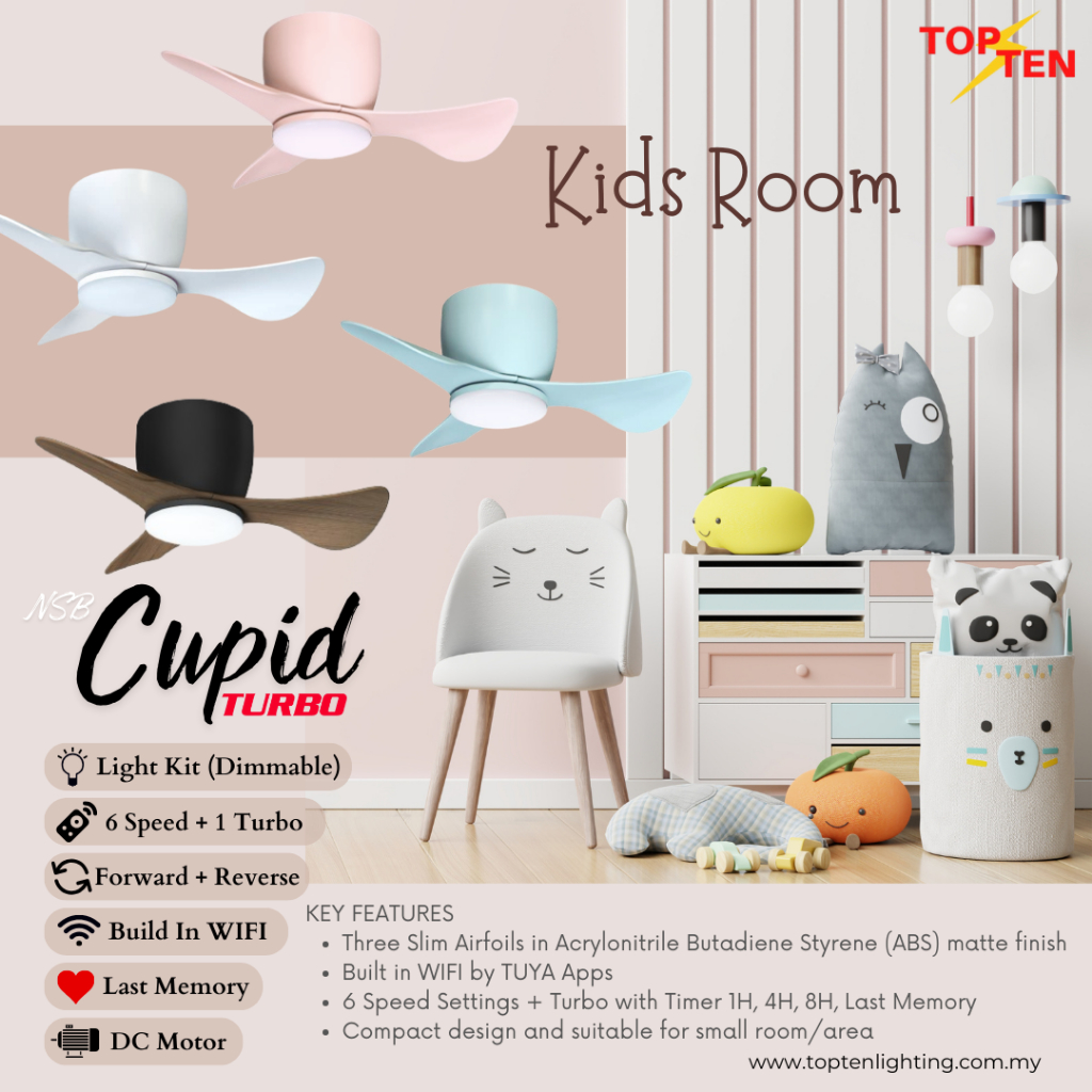 NSB CUPID 22" LED Baby Fan with light 3 colour 3 Blades DC motor Built ...