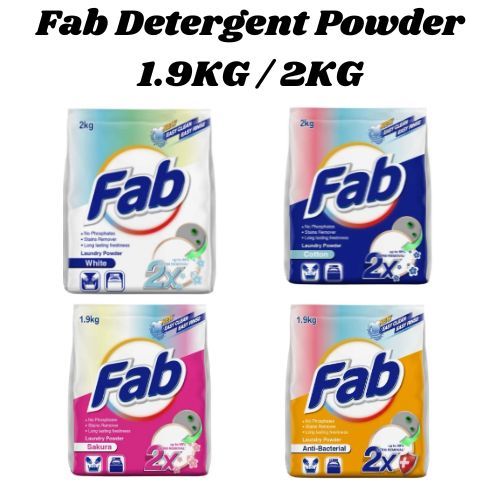 Fab Detergent Powder (1.9kg/2kg) White/Cotton/Sakura/Anti-Bacterial ...