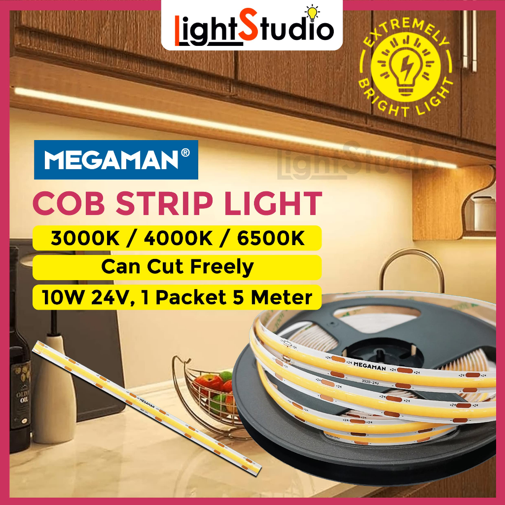 【HOT SELLING】Megaman COB LED Strip Light 10W DC24V Very Bright (3000K ...
