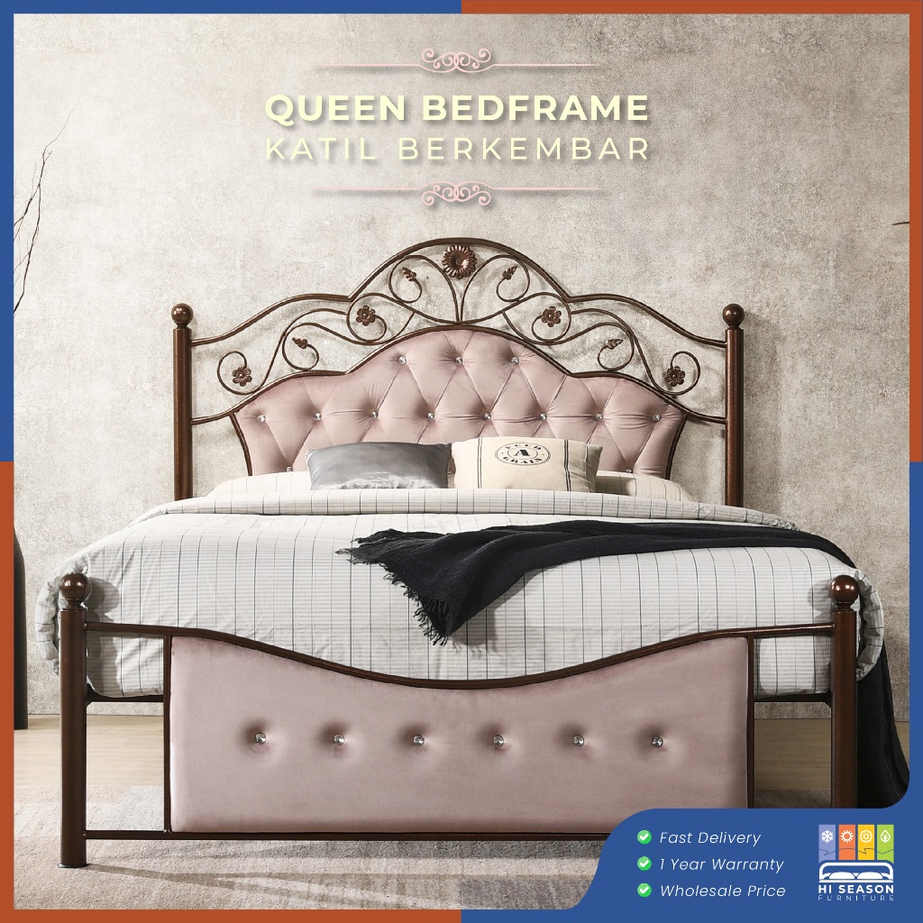 HI SEASON Queen Size Bed Metal Frame/Bingkai Katil Berkembar/Copper ...
