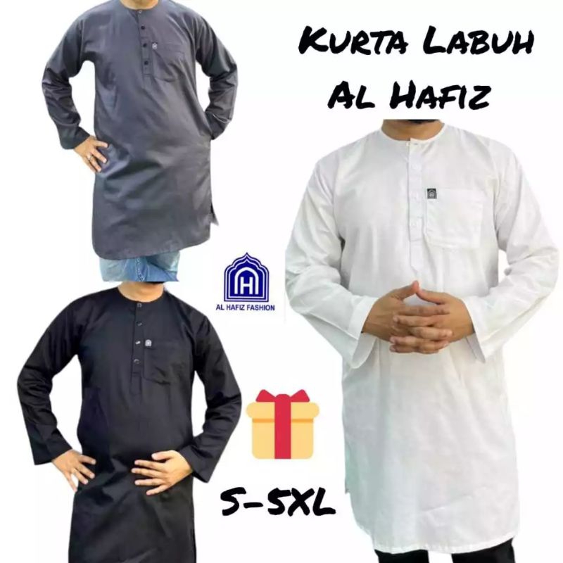 Kurta Labuh Al-Hafiz kain Cotton Dan Sejuk Plain exclusive Best Quality ...