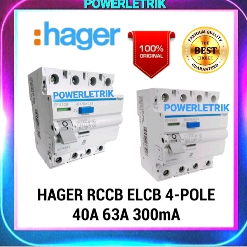 💯 ORIGINAL HAGER CF440B 4 POLE 40A & CF463B 4 POLE 63A ELCB RCCB 300mA - MADE IN FRANCE | Shopee ...