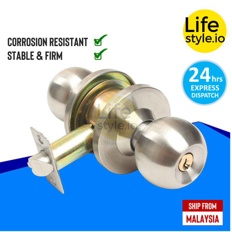 587SS Cylinder Ball Lock Set Push Button Lockset Tombol Pintu Bilik ...
