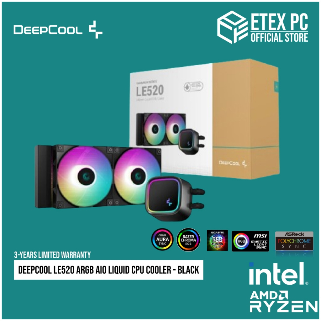 DeepCool LE520 ARGB AIO Liquid CPU Cooler - Black ( 240mm ) # R-LE520 ...