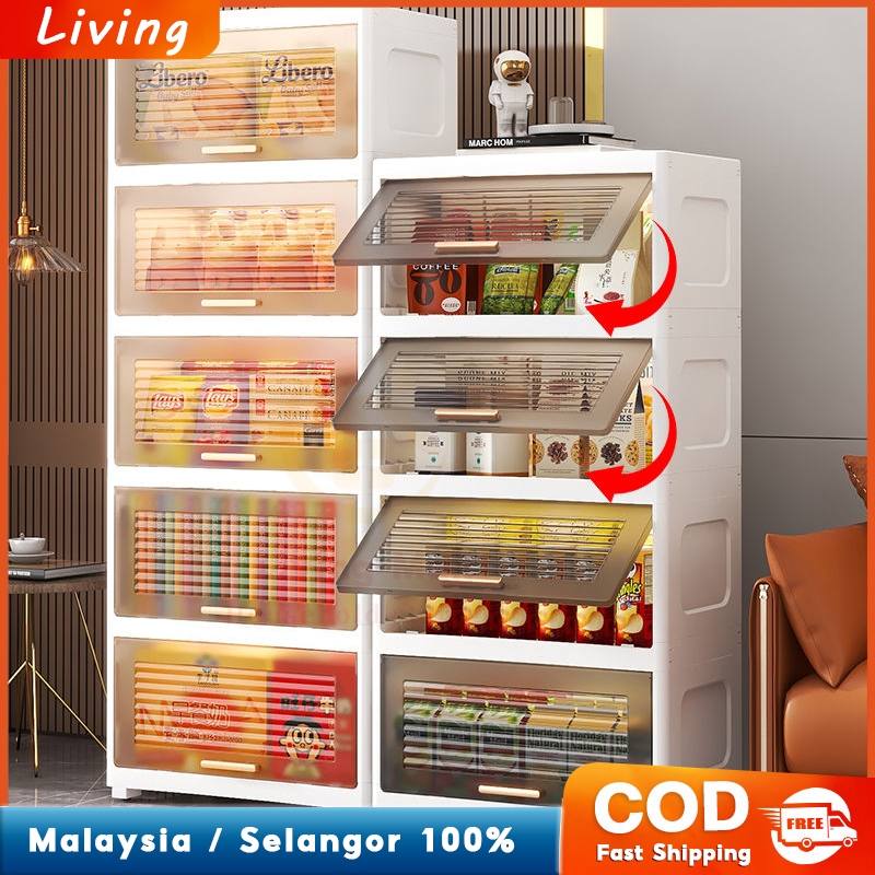Kitchen Storage Cabinet Transparent Almari Baju Plastik Cabinet Storage ...