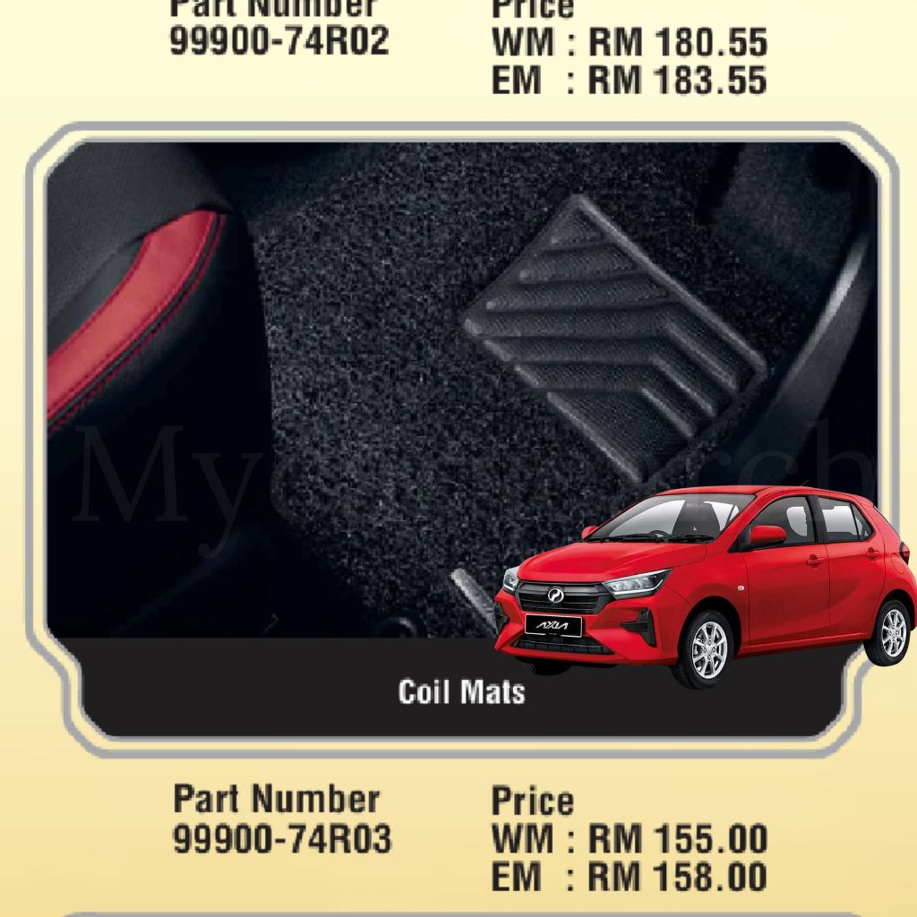 💯% ORIGINAL PERODUA GEAR UP Perodua Axia Coil Mat Carpet. | Shopee Malaysia