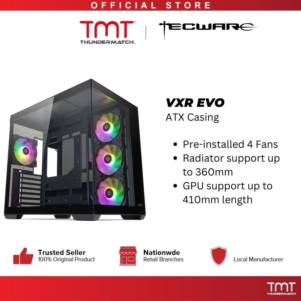 Tecware VXR EVO Dual Chamber Infinity Tempered Glass ARGB ATX Casing ...