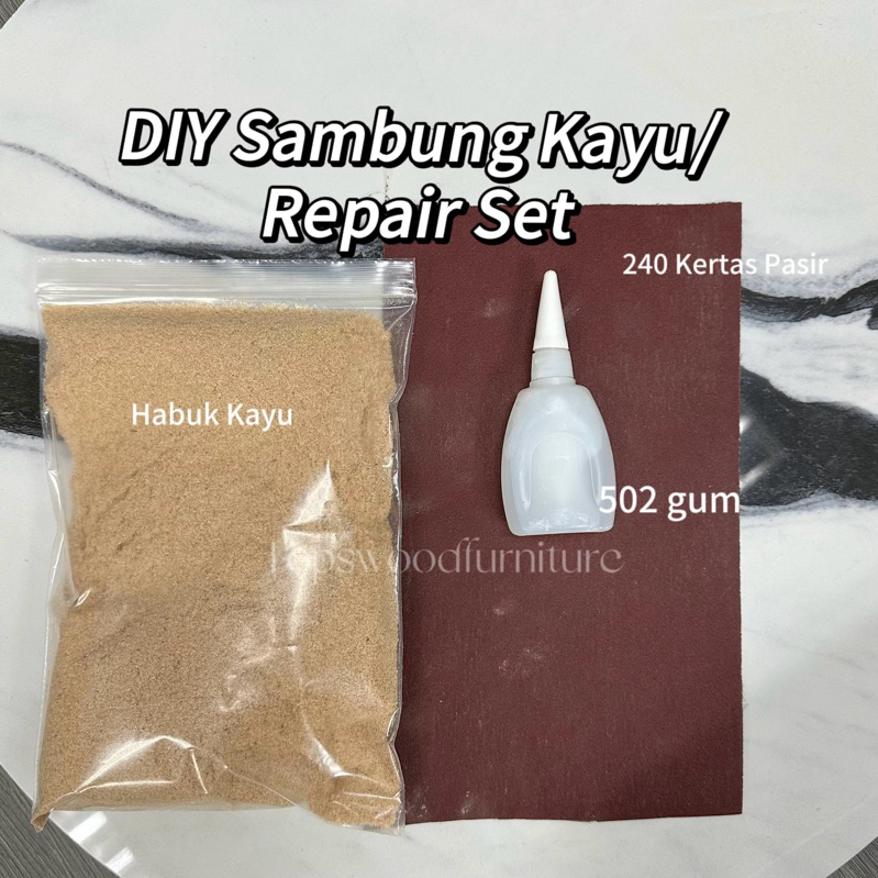 DIY Sambung Papan/ Set Baiki/ Repair Set/ Kertas Pasir/ Habuk Kayu/Gam ...