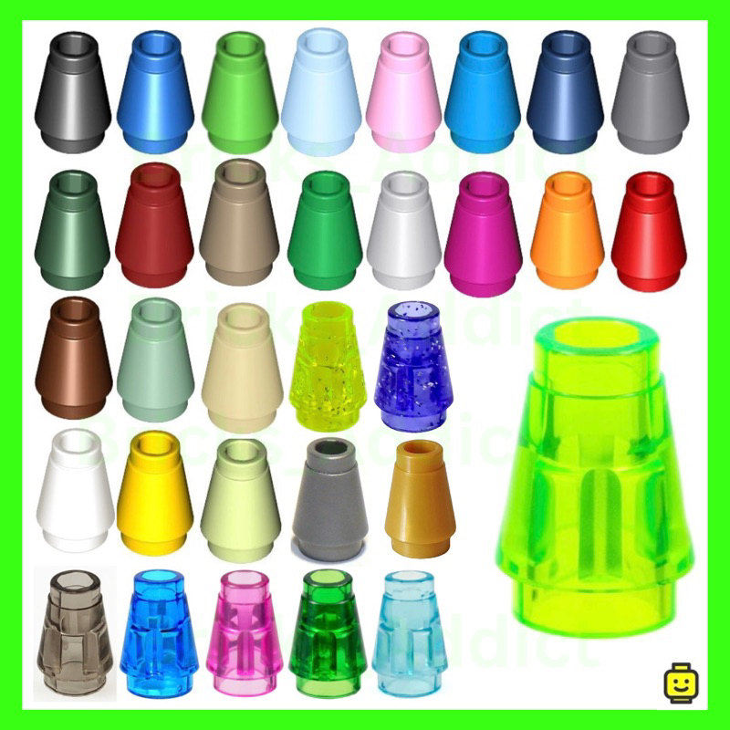 LEGO PARTS (NEW) (Original) 4589b Cone 1x1 with Top Groove Assorted ...