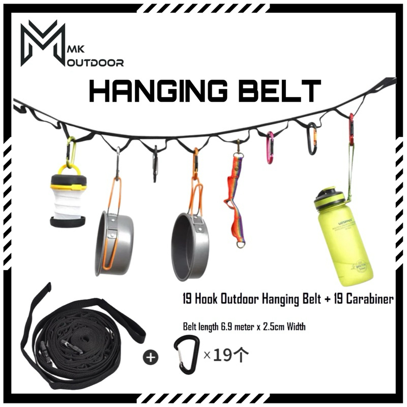 Outdoor Camping Rope Moveable Hook Detachable Hanging Storage Rack ...