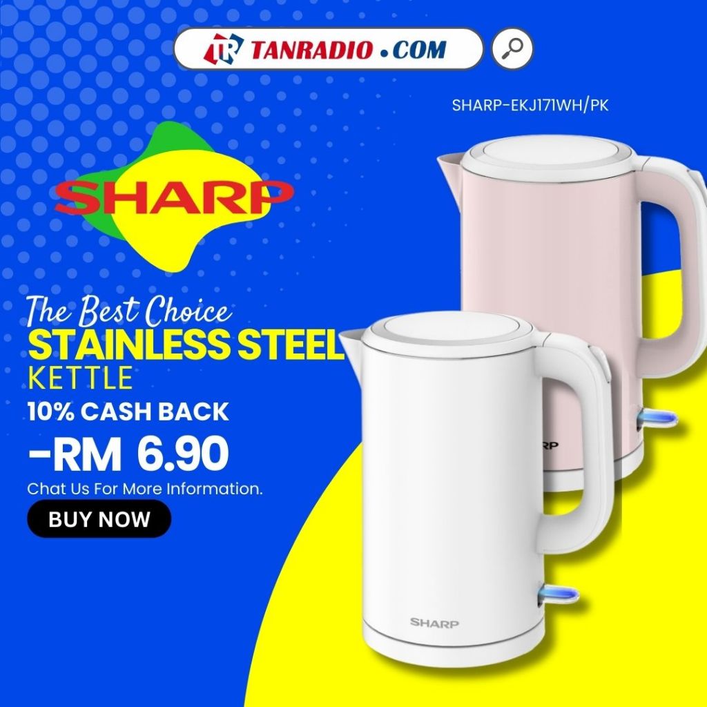 Sharp Jug Kettle Double Wall Stainless Steel Inner Pot 360 Rotating ...