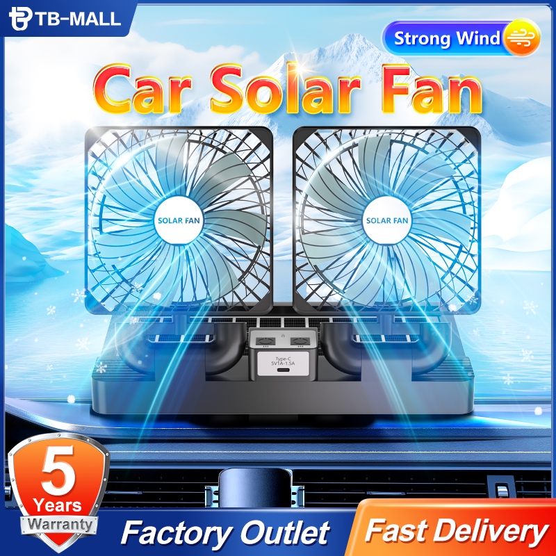 Solar Fan Car Strong Dual Fan Air Conditioning Double Booster Cooler ...