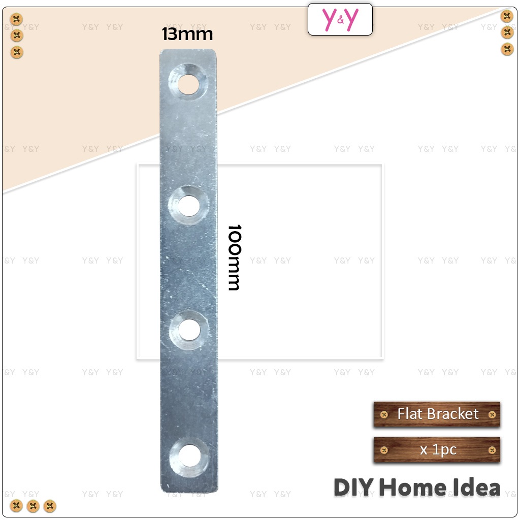Y&Y Eco 13mmx100mm Zinc Flat Join Bracket / Metal Steel Flat Bracket ...