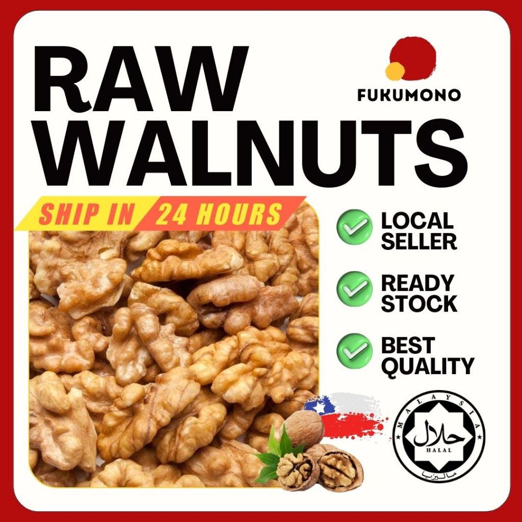 100% PREMIUM GRADE RAW WALNUT 80% HALVES/ KACANG WALNUT/生核桃 250G | 500G ...