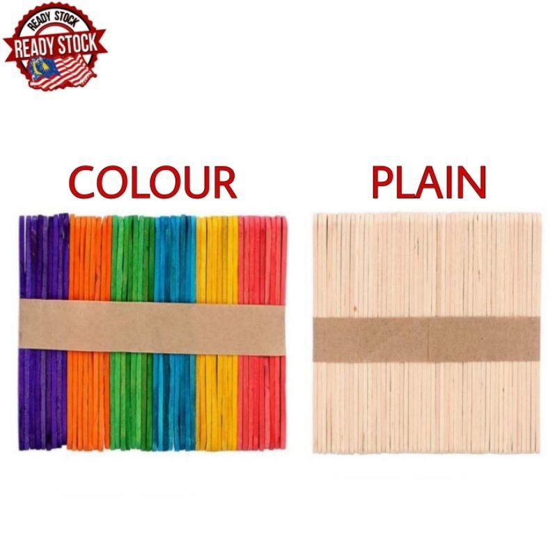 [50PCS] WOODEN POPSICLE ICE CREAM STICKS KIDS (HANDCRAFT / DIY ART ...