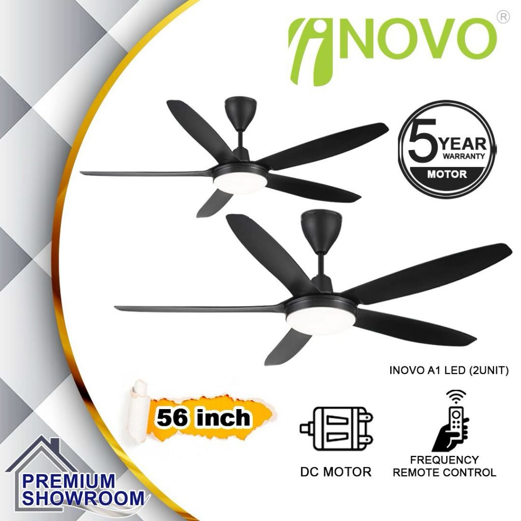 (Twin Pack) Inovo A1 LED 56” DC Motor Ceiling Fan 8 Speed with Remote ...