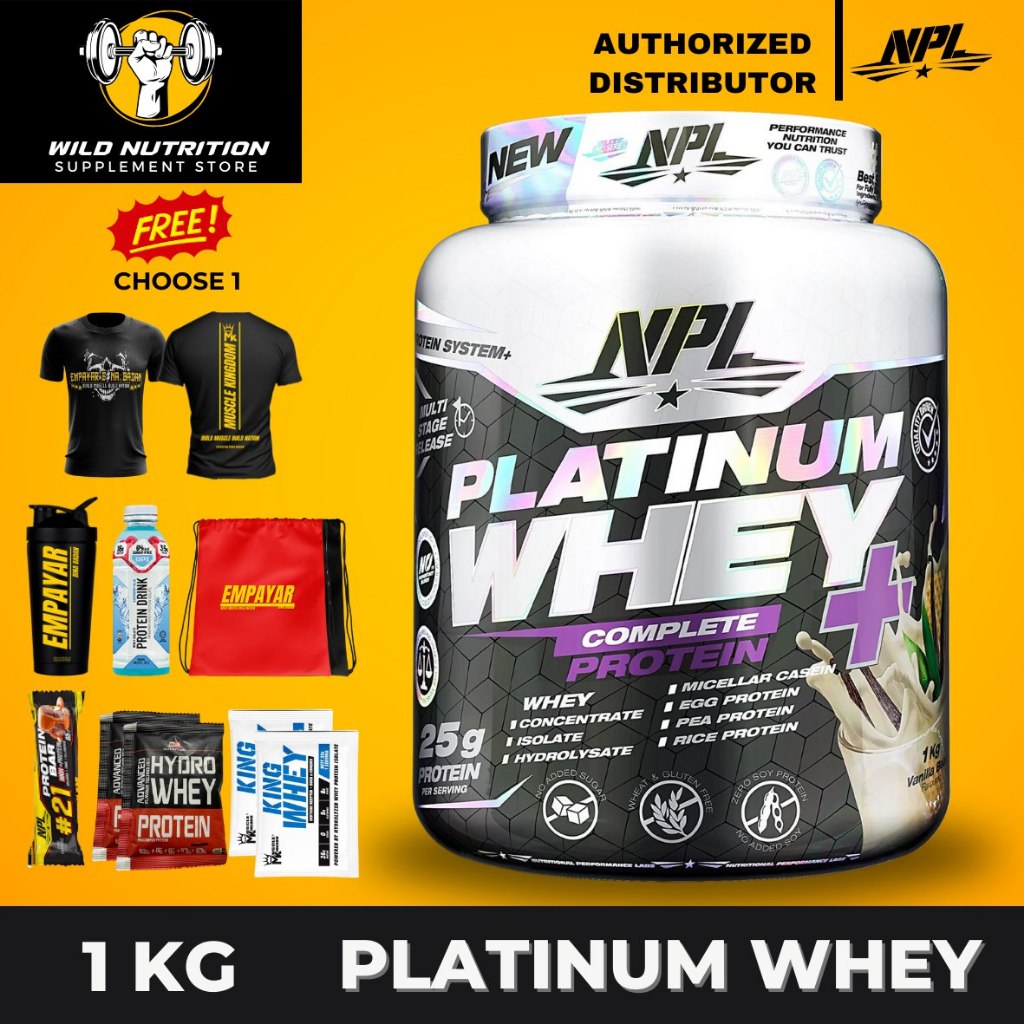 NPL PLATINUM WHEY PLUS WITH ADD ON T-SHIRT OR FREE GIFT SHAKER/PROTEIN ...