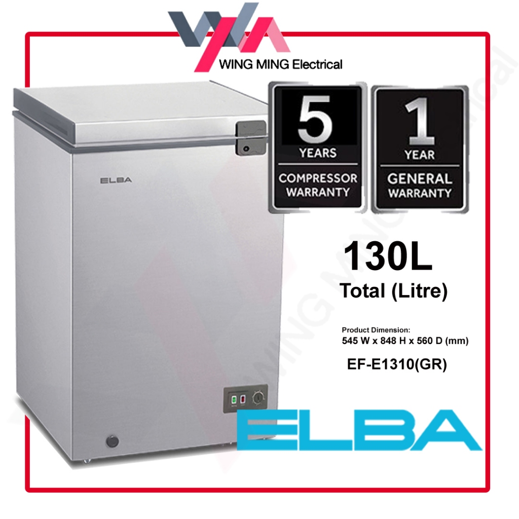 Elba 130L Chest Freezer Refrigerator 1 Door/Peti Ais Beku 1 Pintu ...