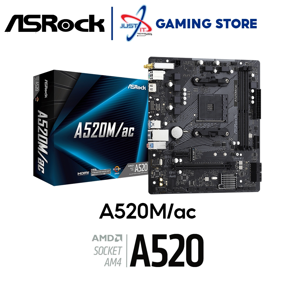 ASROCK A520M/AC Wi-Fi AM4 GAMING MOTHERBOARD | Shopee Malaysia
