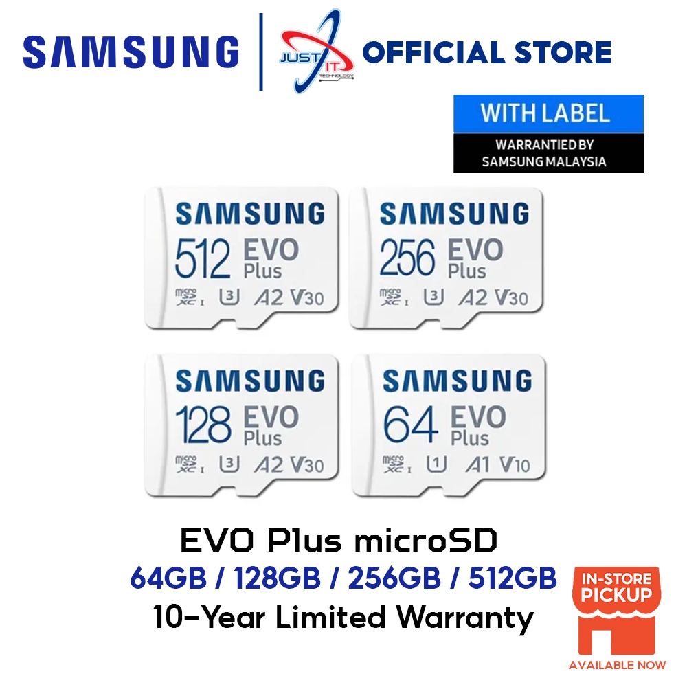 Samsung Evo Plus MicroSD Memory Card (64GB/128GB/256GB/512GB) | Shopee ...