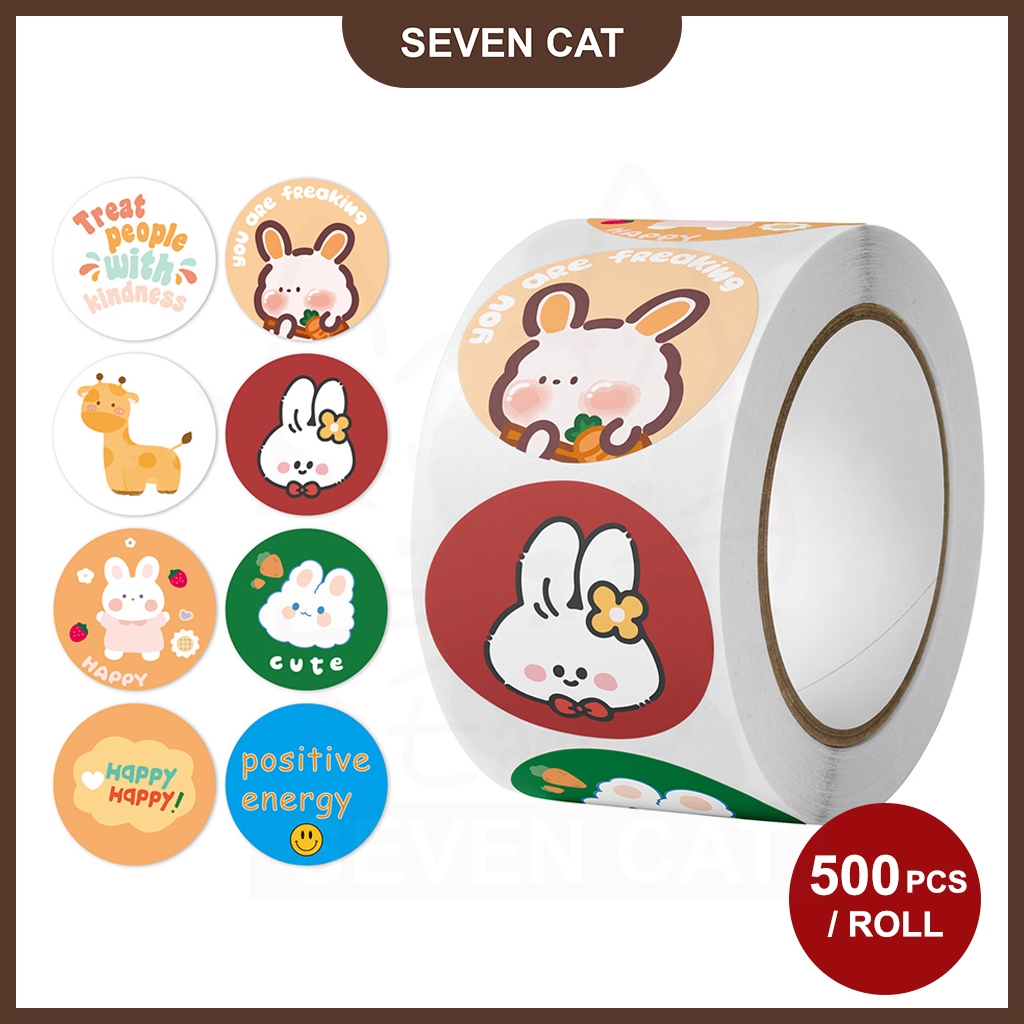 500pcs Round Cute Cartoon Sticker with 8 designs / Parcel Labels ...