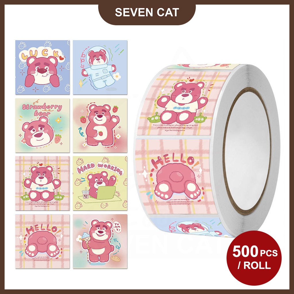 500pcs Square Cute Cartoon Sticker with 8 designs / Parcel Labels ...