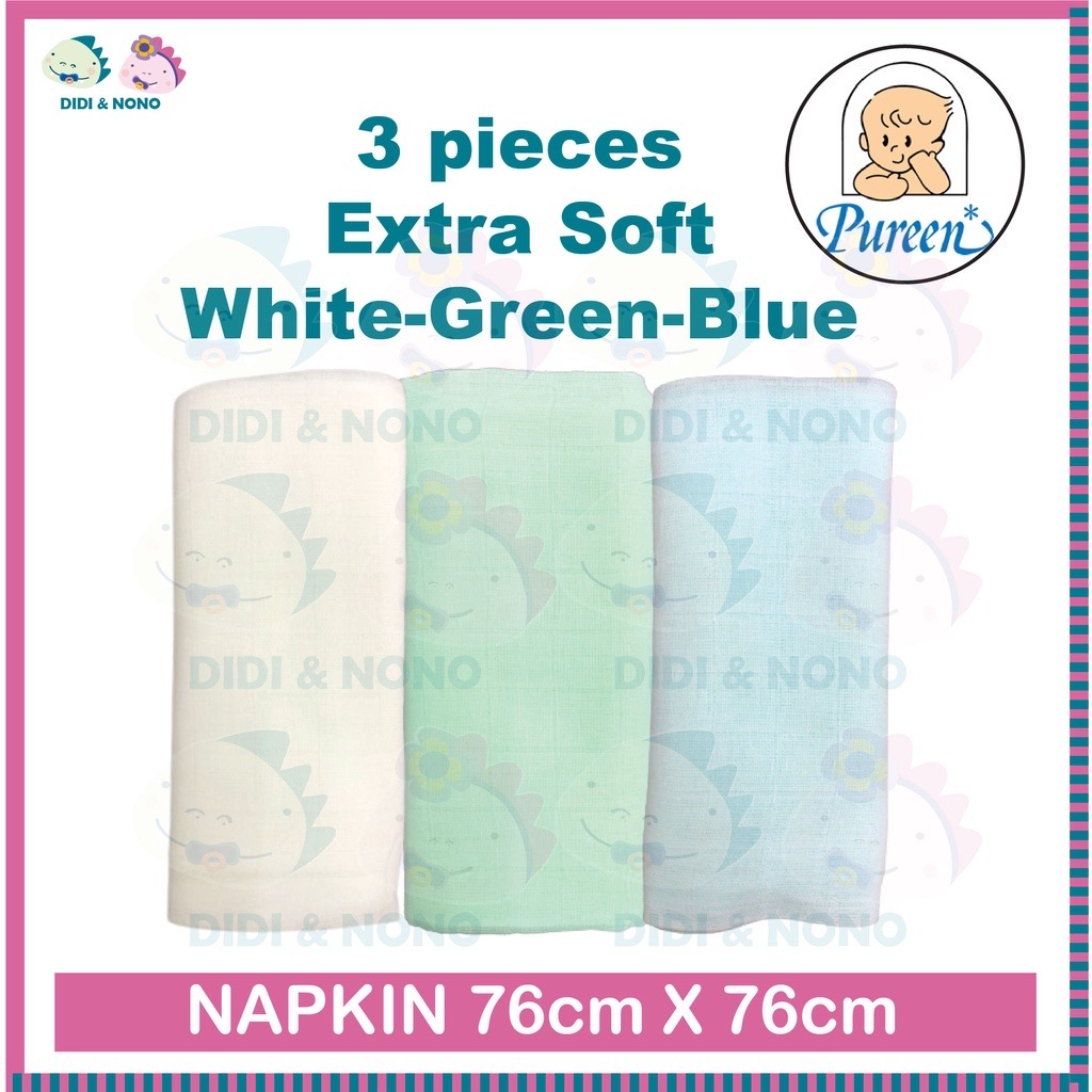 4 in 1 PUREEN combo Baby Napkin Printed Kain Lampin Bayi Bercorak [76cm ...
