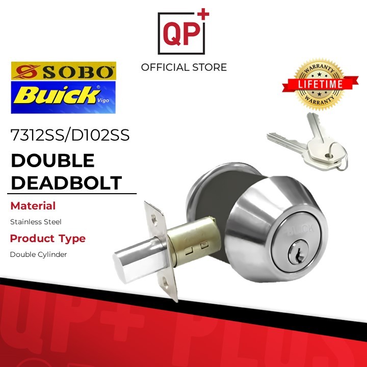 [CLEARANCE] BUICK/SOBO DOUBLE CYLINDER DEADBOLT LOCKSET 7312SS | Shopee ...