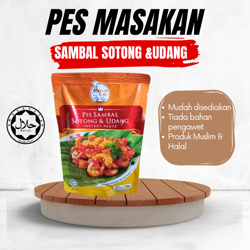 CHEF ZAM Pes Sambal Sotong Dan Udang (150Gram) Cooking Paste RTC Pes ...
