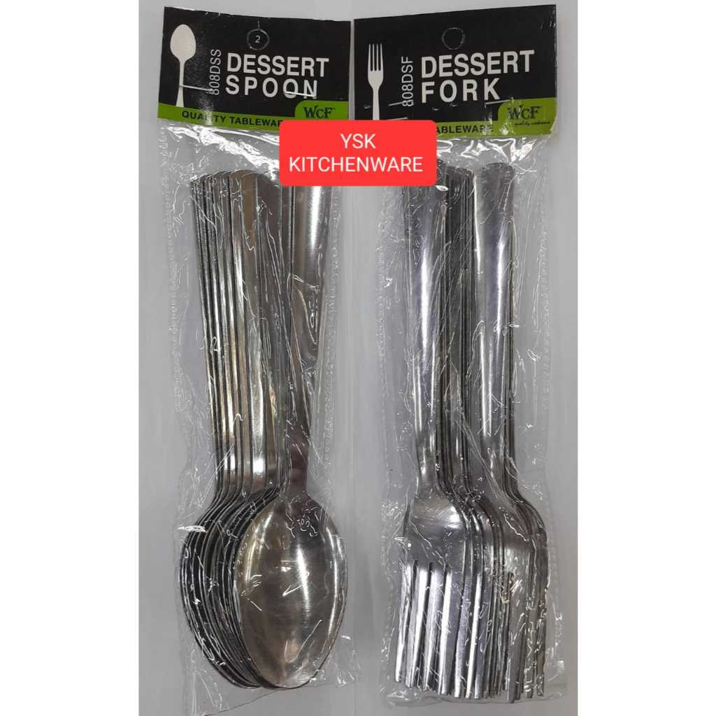 Stainless Steel Dessert Spoon and Fork (12 Pieces per Bundle) | Shopee ...