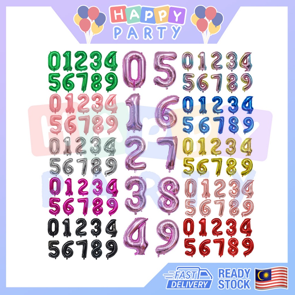 🎈READY STOCK🎈16 Inch 0-9 Number Balloon Party Balloon Birthday Foil ...