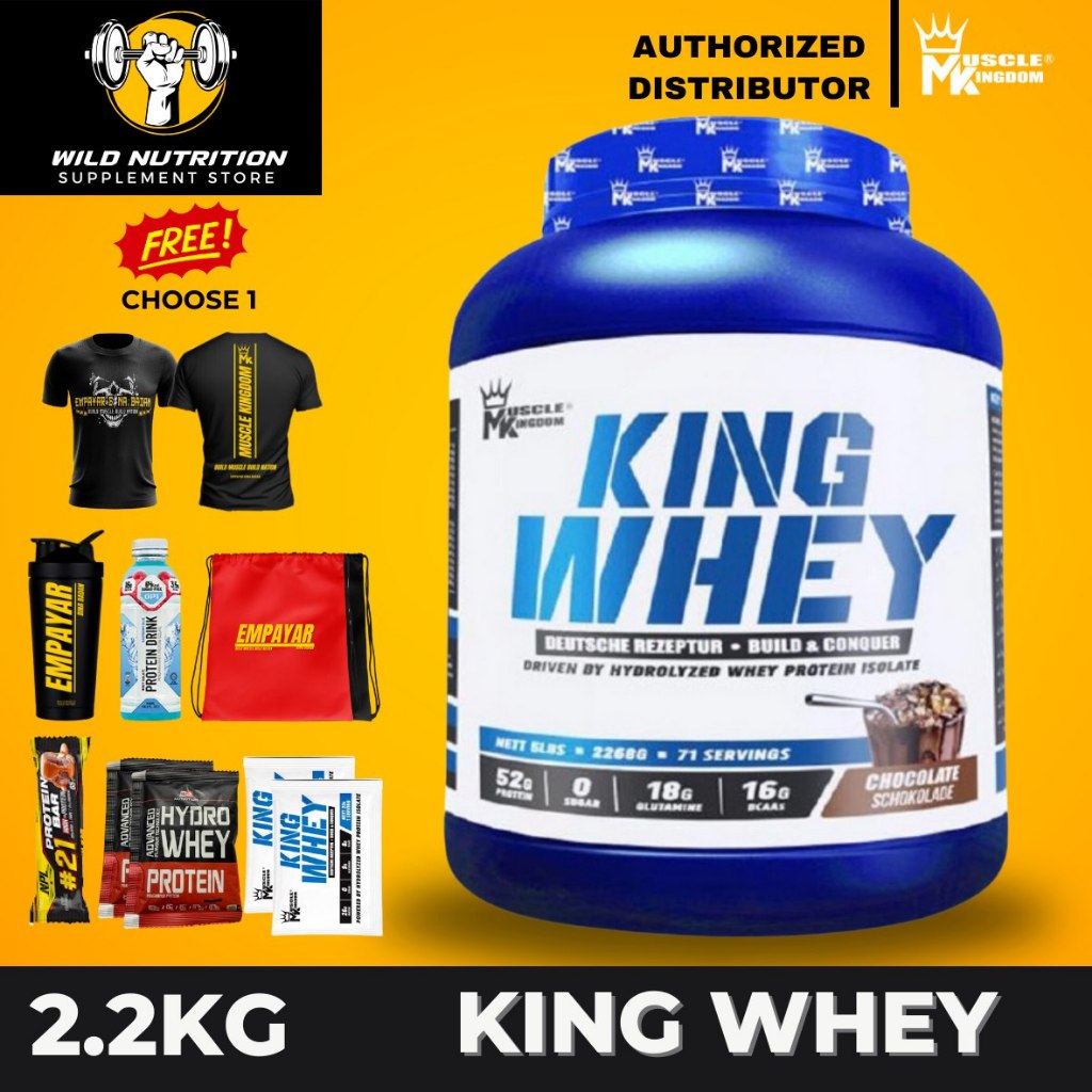 KING WHEY MUSCLE KINGDOM PROTEIN HYDRO 2.2kg / 5lbs + ( Free TSHIRT ...