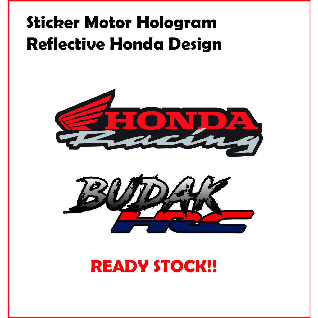 Sticker Motor hologram Reflective sticker Honda racing budak HRC ...