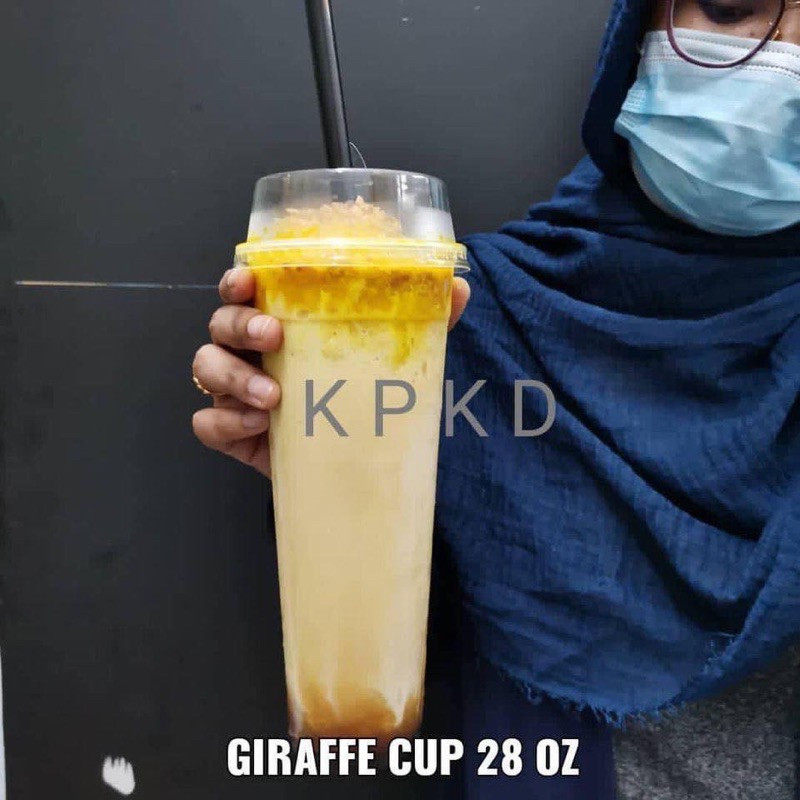22oz & 28oz Giraffe Cup Set with Half Dome Lid and Giant Straw ...