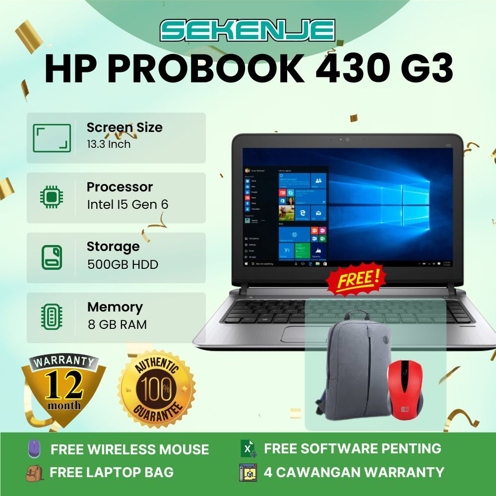 HP PROBOOK 430 G3 13.3" I5- 6th Gen 8GB RAM 500GB HDD Window 10 Laptop 100% Original U S E D ...