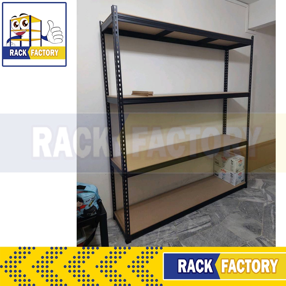 ⬛HEAVY DUTY BOLTLESS RACK⬛ Matte Black Color Metal Rack with 4 Levels ...