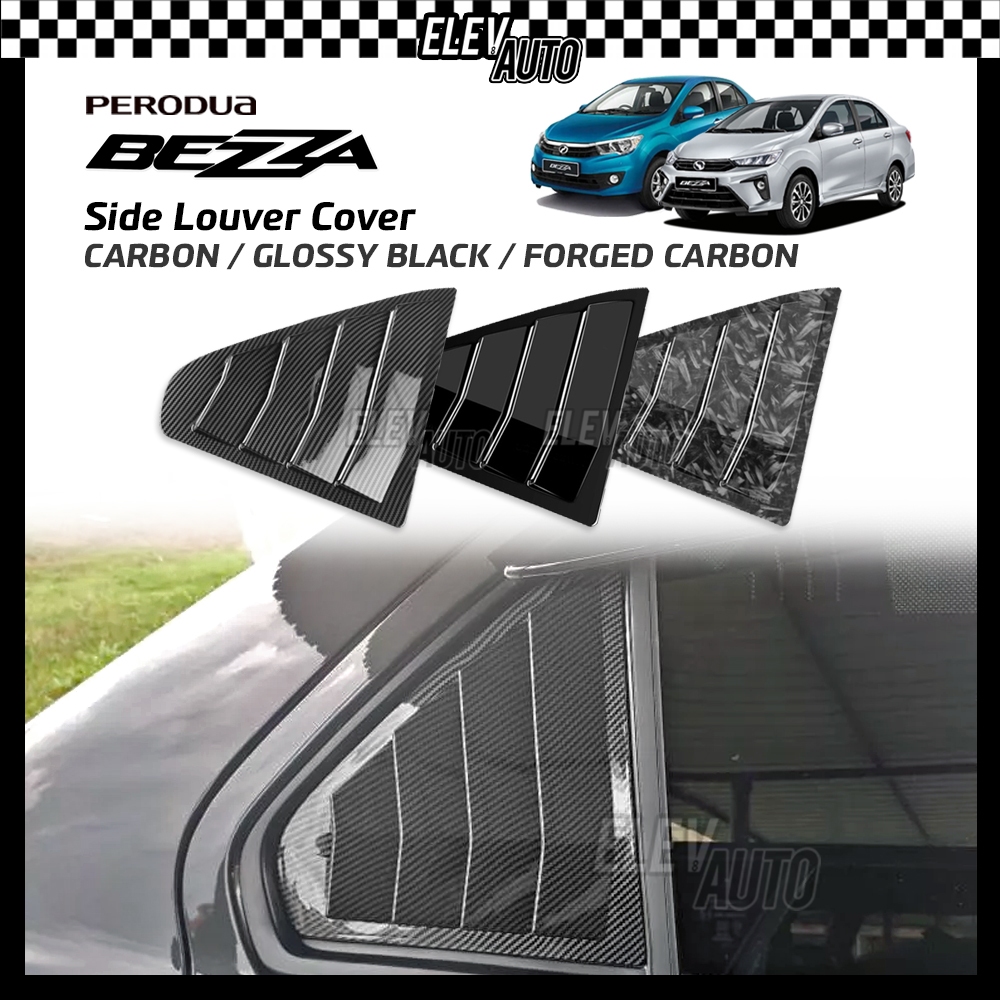 Perodua Bezza Side Louver Cover Triangle Window Shark Fin Trim Carbon ...