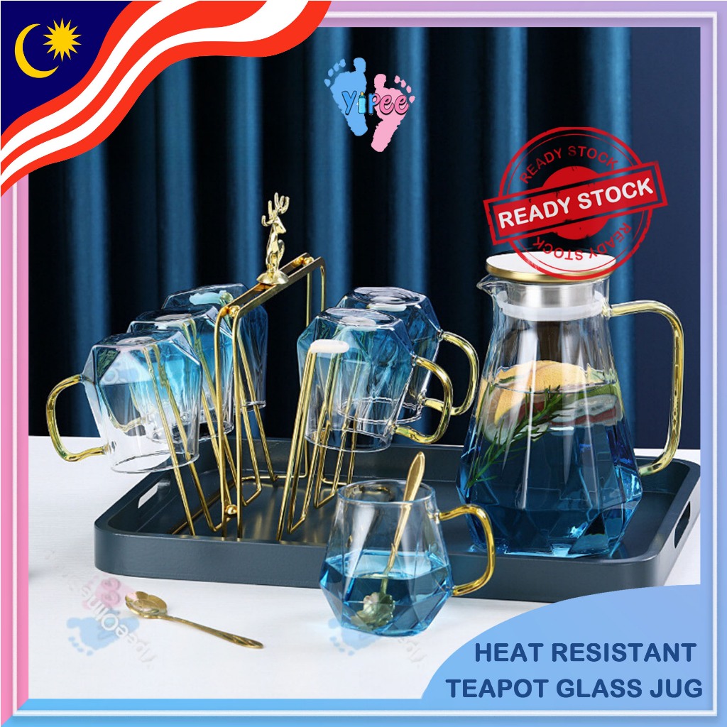 Tea Pot Glass Jug Glass Stainless Steel Cover Glass Kettle Jar Glass ...