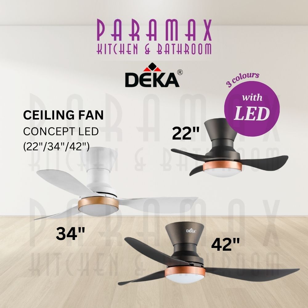 DEKA Concept LED Ceiling Fan 3 Blades DC Motor - Magnesium / Matt White ...